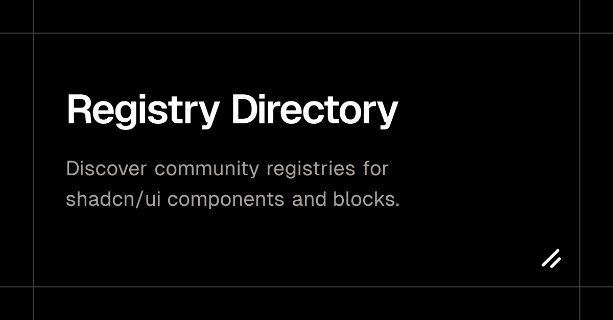 Registry Directory - shadcn/ui